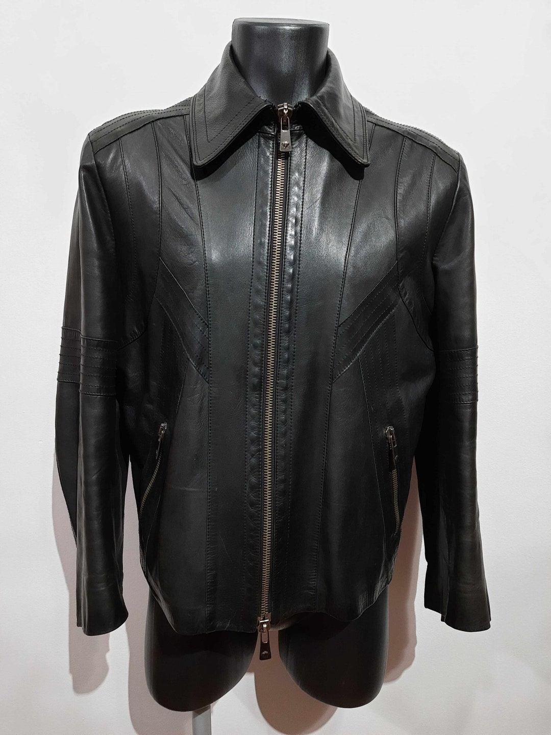 Vintage Gianni Versace Black Leather Jacket - Etsy