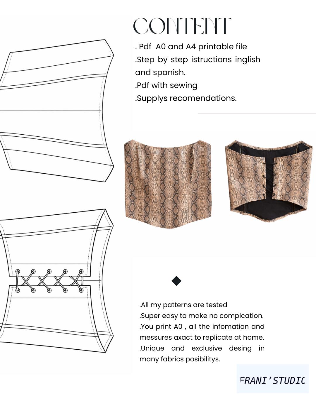 Corset Pattern • Digital PDF Pattern • Adjustable Corset • A4 Printable ...