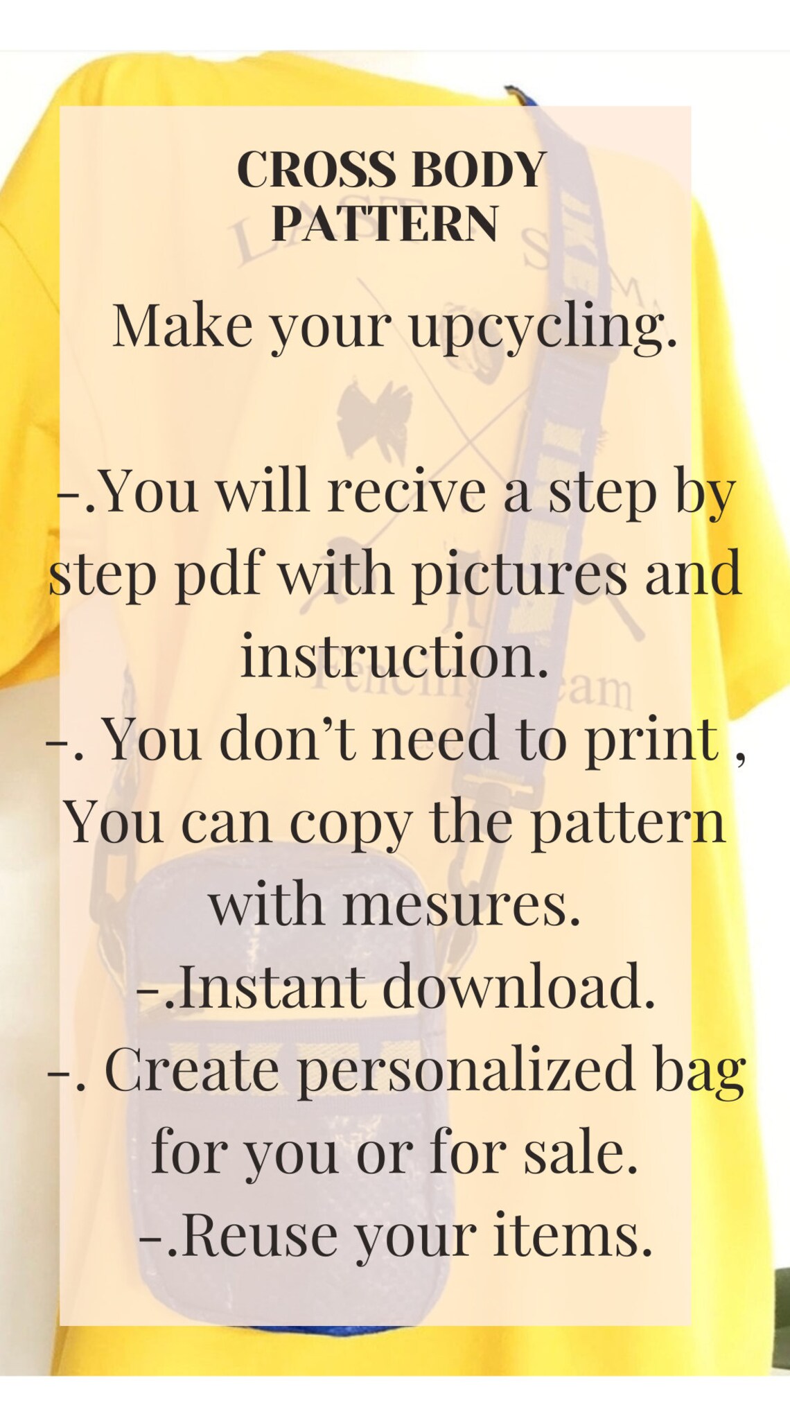 Cross-body Pattern, Rework Pattern, Upcycling Pattern Cross-body Bag ...