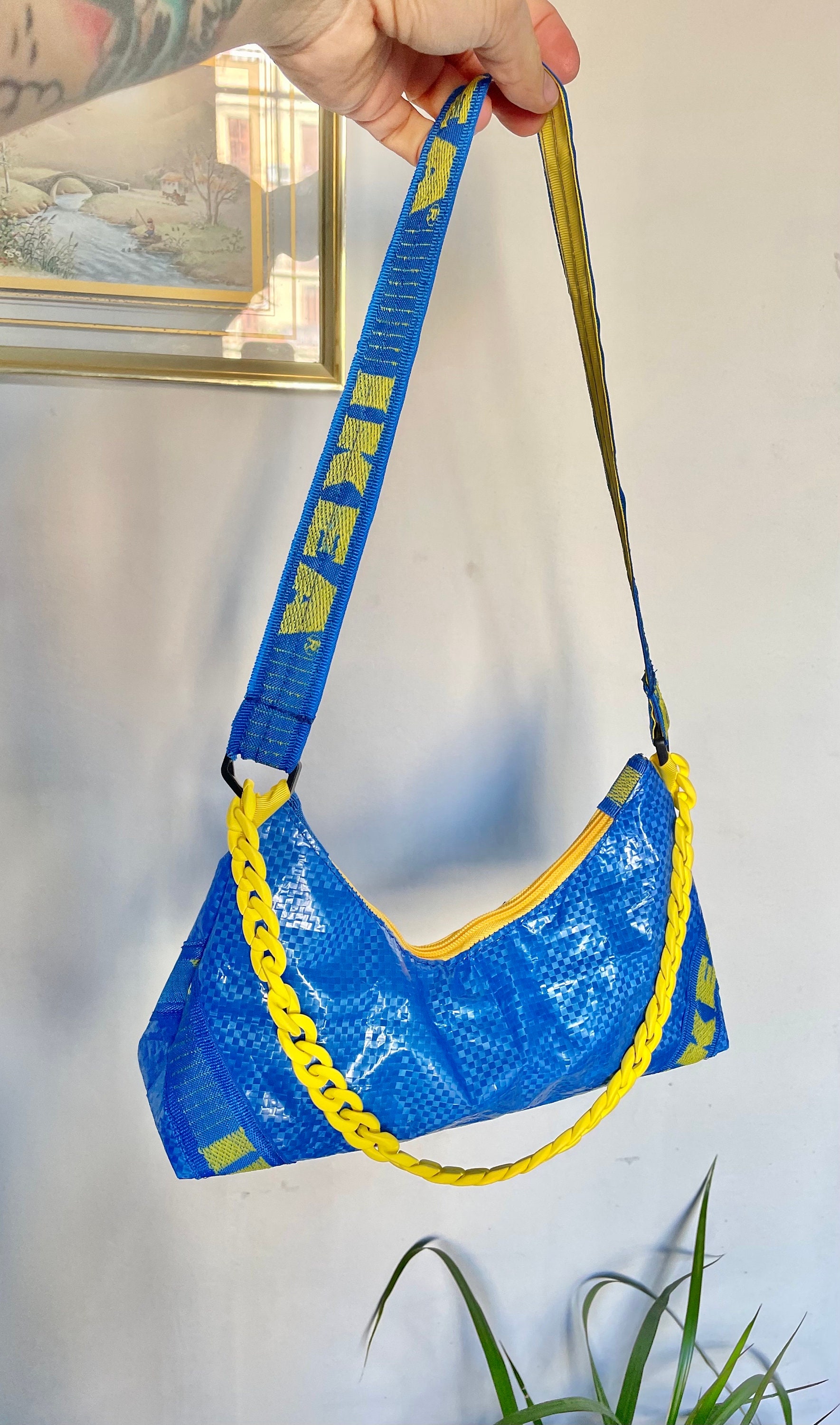 Upcycling Ikea Bag, Shoulder Ikea Bag Reused, Retro Bag Rework Bag ...