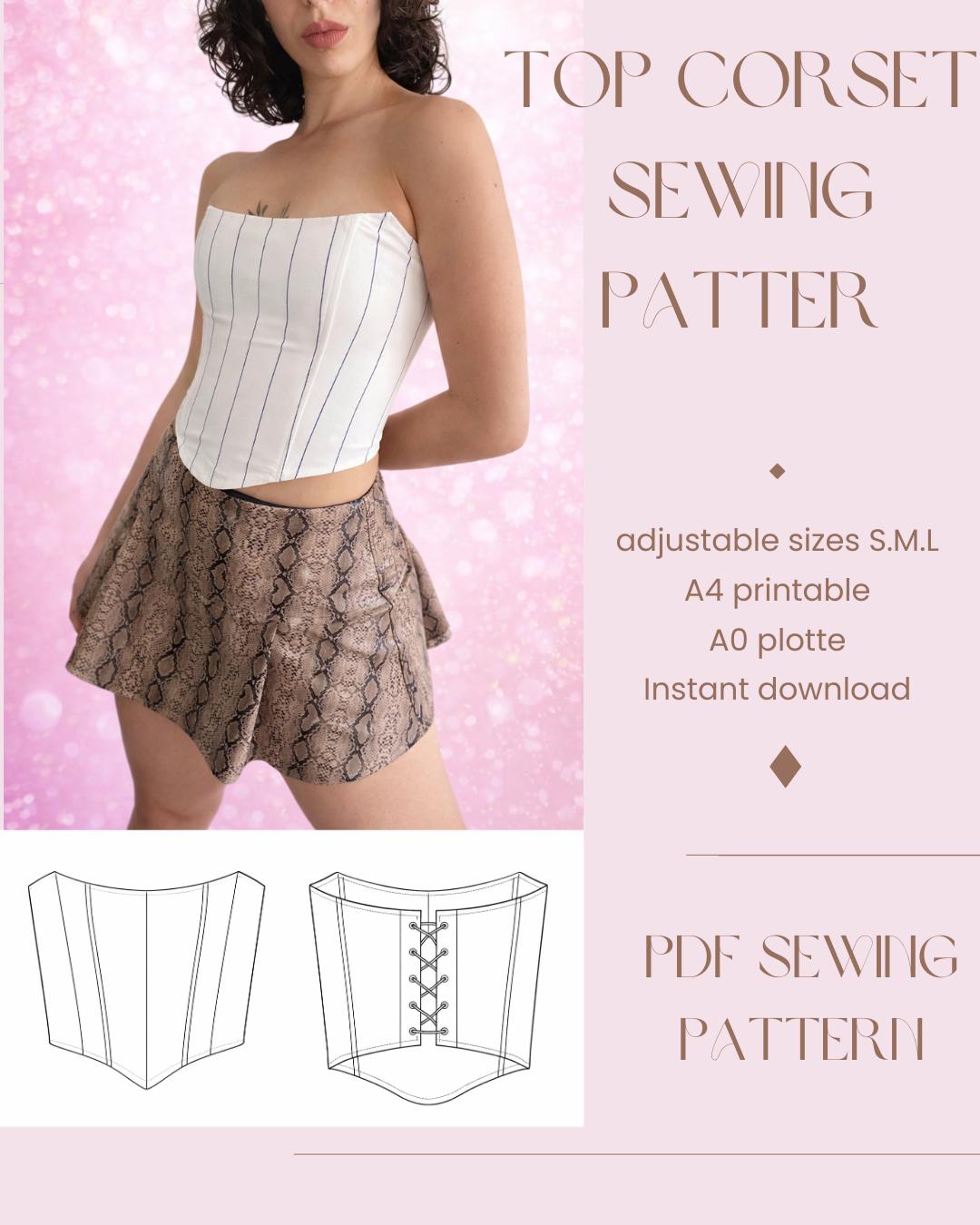 Corset Pattern • Digital PDF Pattern • Adjustable Corset • A4 Printable ...