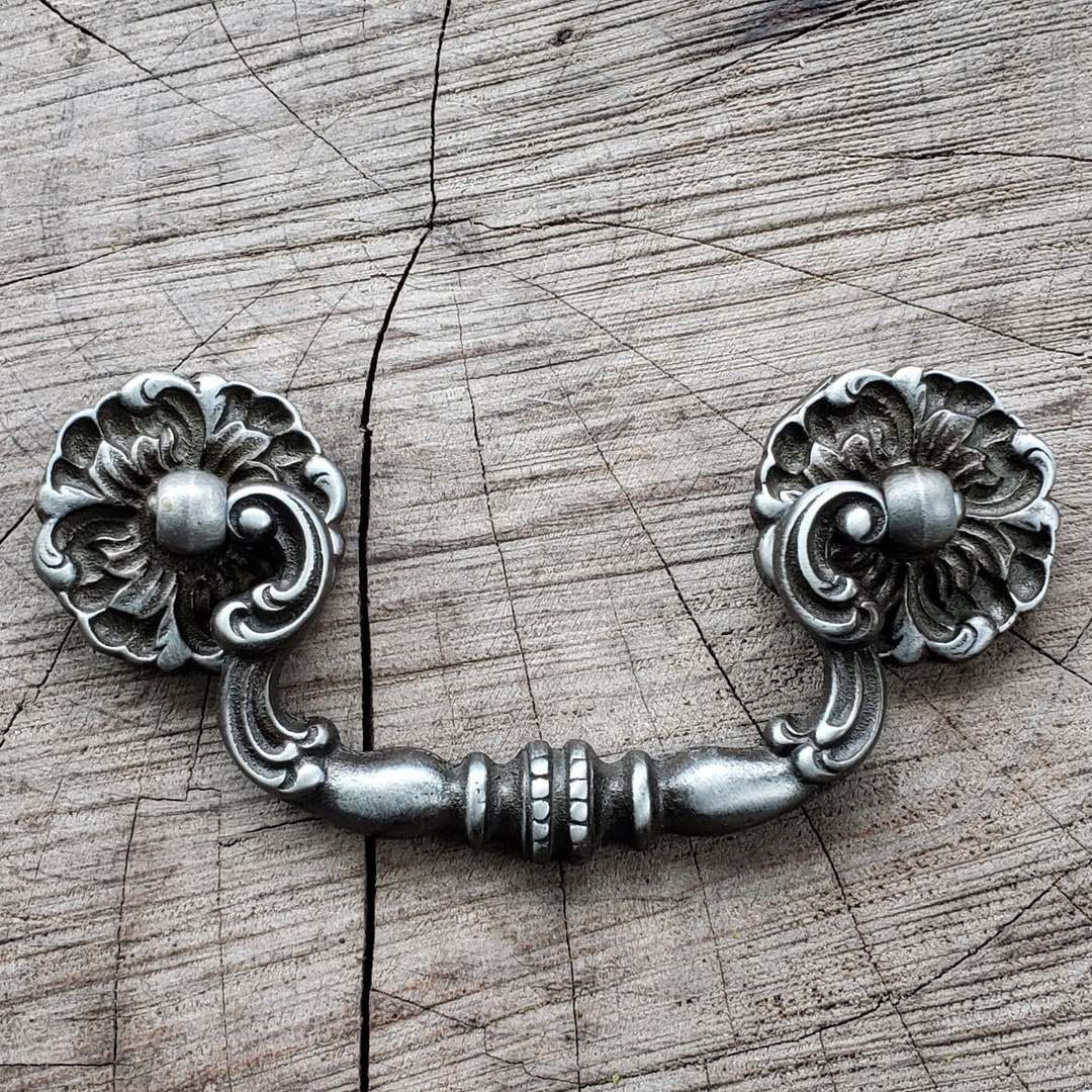 Vintage Solid Pewter Drop Bail Drawer Pull - Mid Century French ...