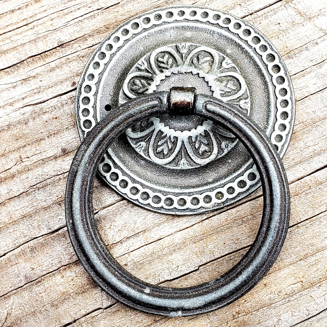 Antique Pewter Drop Ring: Mid-century Modern Cabinet Hardware - Etsy