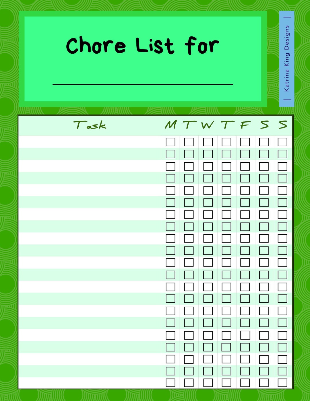 Spring Colors Childrens Chore Chart (editable!) - Etsy