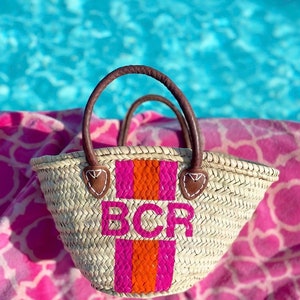 Custom Hand Painted Monogram Small/medium Straw Tote and Beach Bag - Etsy