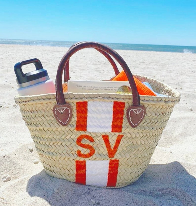 Custom Hand Painted Monogram Small/medium Straw Tote and Beach Bag - Etsy