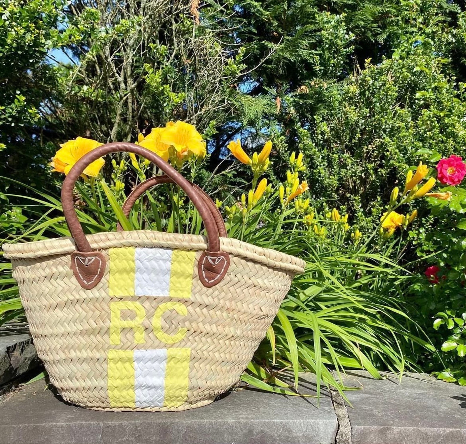 Custom Hand Painted Monogram Small/medium Straw Tote and Beach Bag - Etsy
