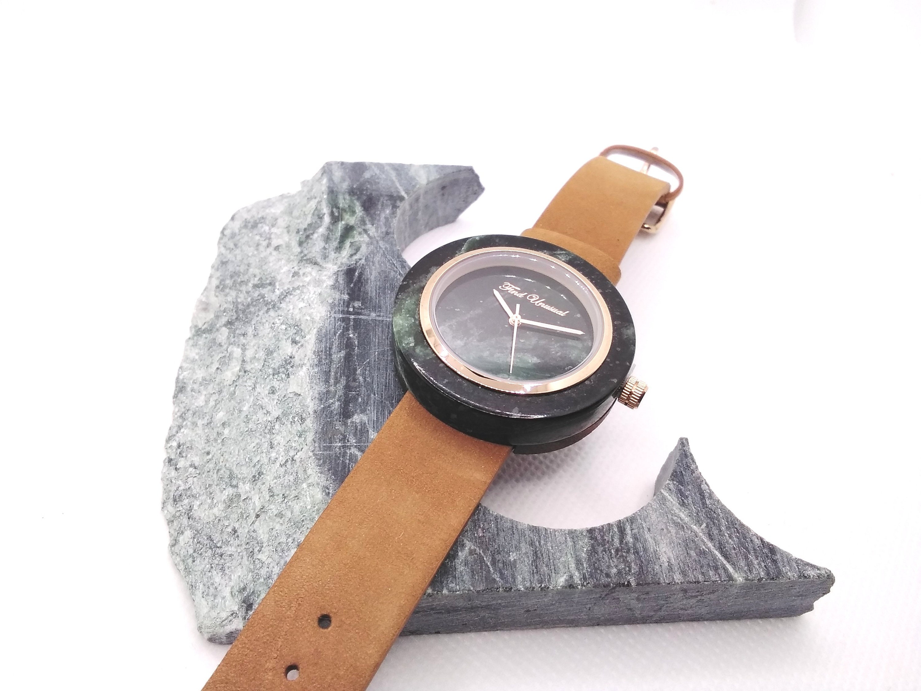 Real natural marble stone watch anniversary gift wood watch | Etsy