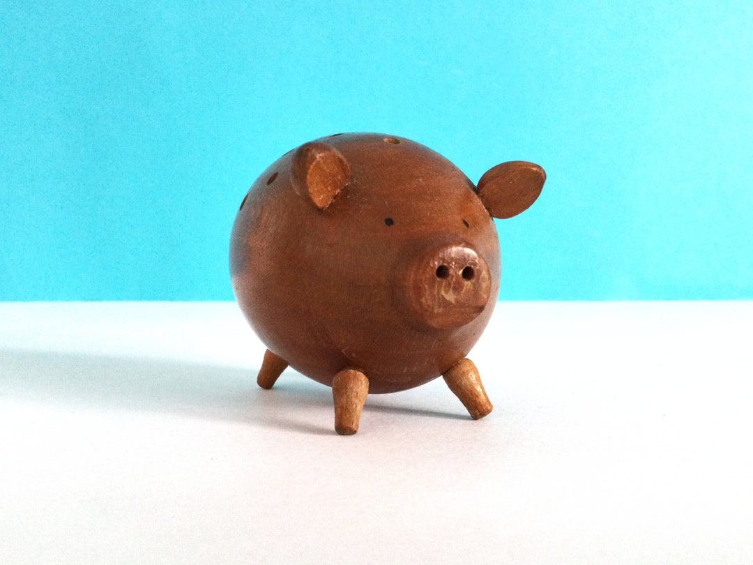 Mid Century Wood Pig, Cocktail Stick Holder, Appetizer Server, Tooth ...