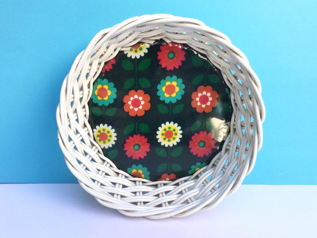 Vintage Flower Power Bowl: Woven Plastic Coated Wood, 1960s Decor - Etsy