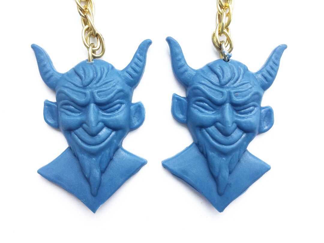 Vintage Devil Keychain Blue Plastic 80s Key Charms Novelty - Etsy