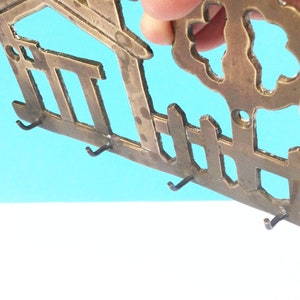 Vintage Brass Key Holder, House and Tree Shape, Wall Hanging, 4 Key ...