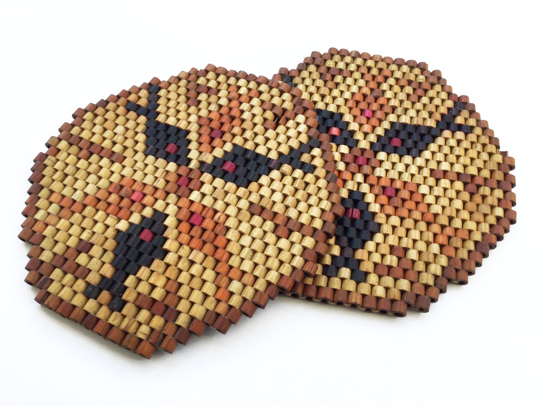 Wood Bead Trivets, Set of 2, Fish Motif, Natural Earthy Colours ...