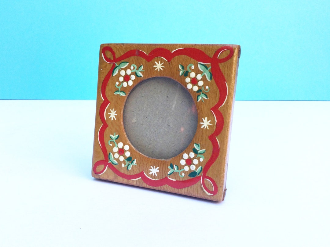 Vintage Picture Frame, Small Square Wood Frame for Table Top, Hand ...