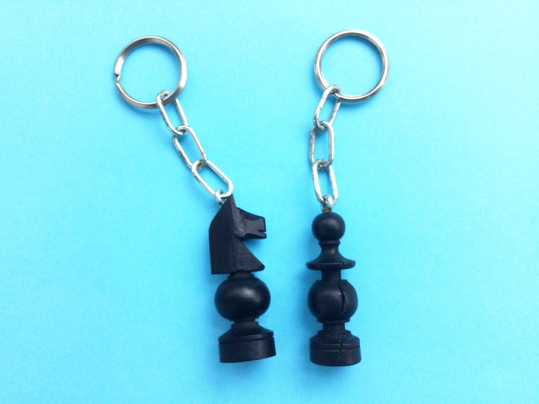 Chess Piece Keychain Black Wood Knight / Horse or Queen 80s - Etsy