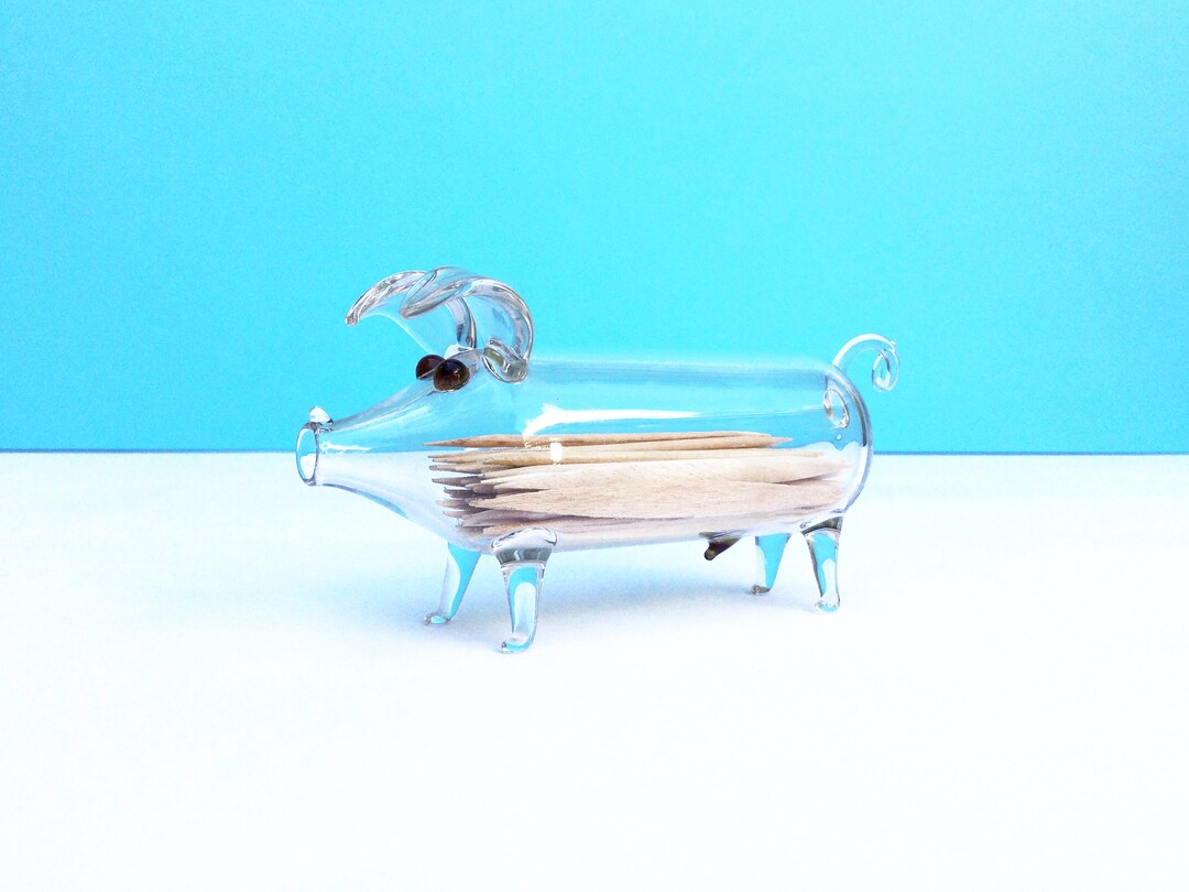Vintage Glass Pig Cocktail Stick Holder, Tooth Pick or Party Pick ...
