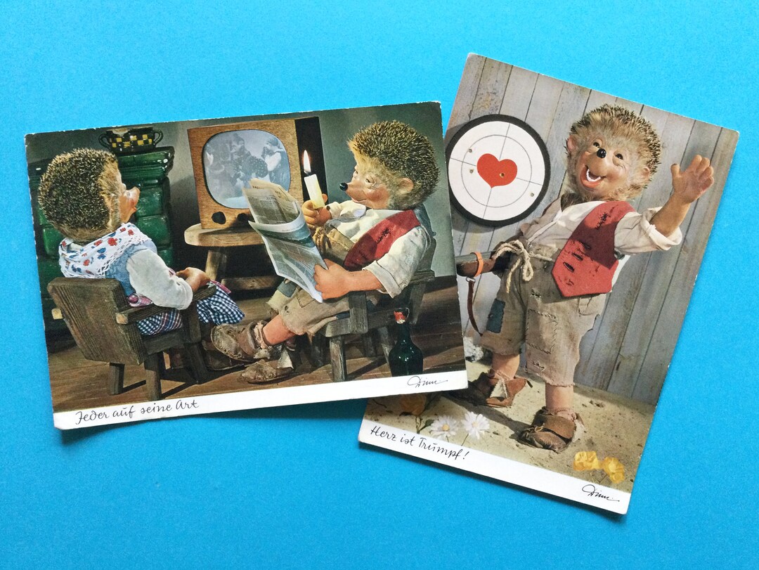 Vintage Mecki the Hedgehog Postcards, Set of 2, Creepy Cute, Unused ...