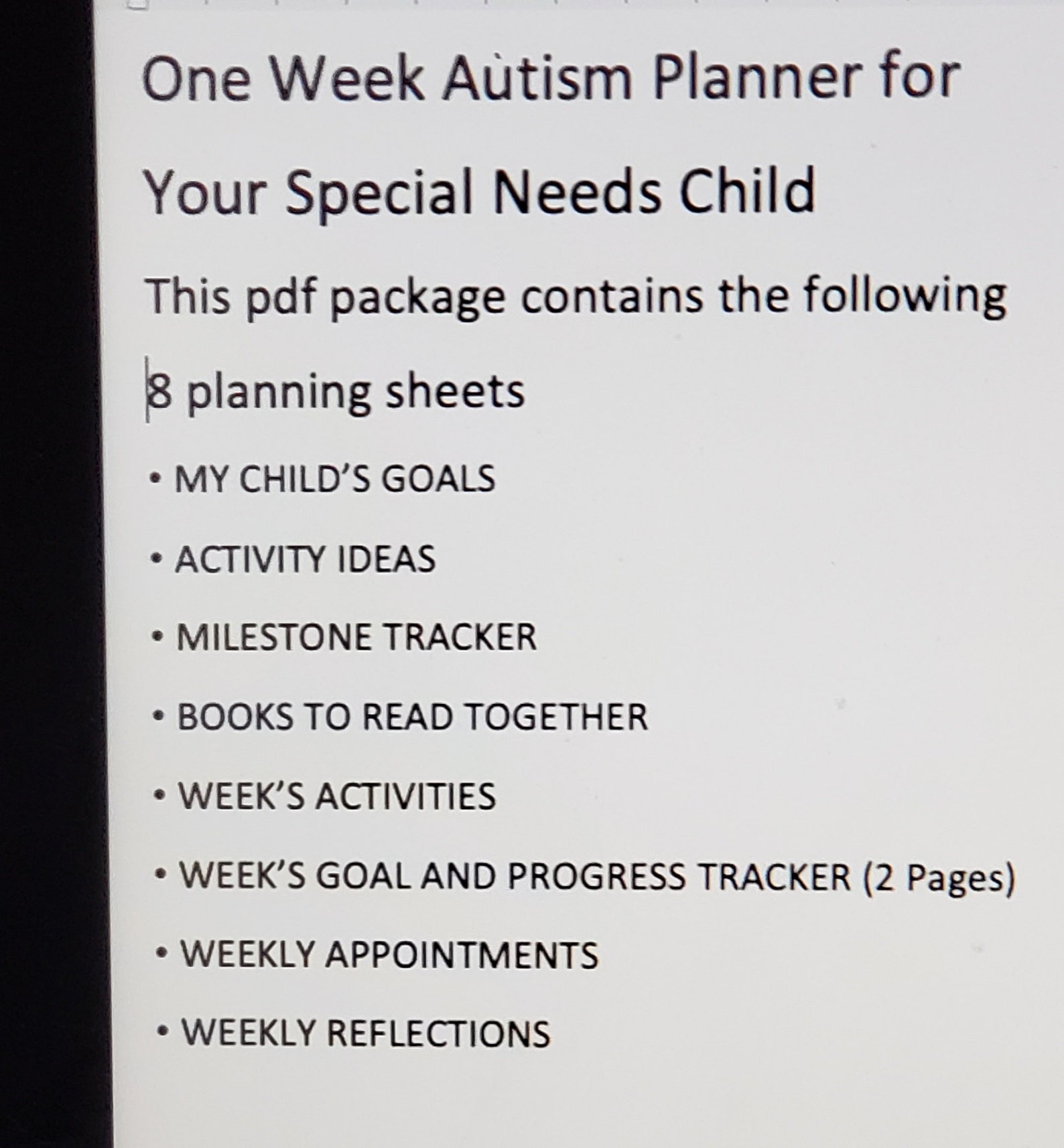 Weekly Autism Planner for Parents and Teachers. Checklist and Journal ...