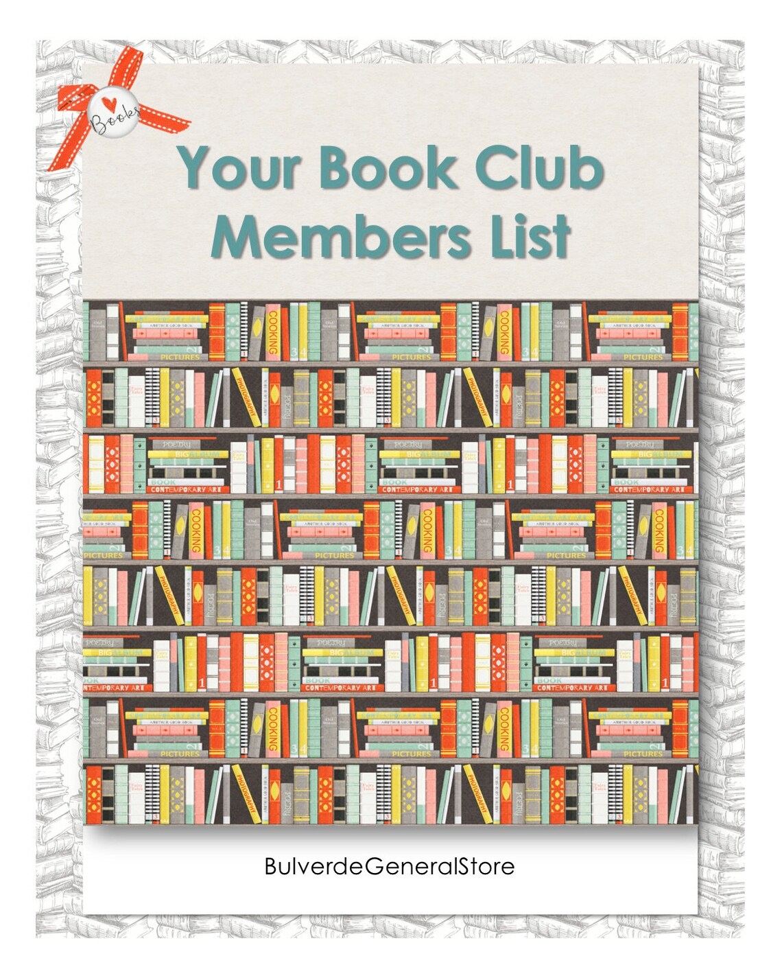 Book Club Members List PDF File. Downoadable. Print and Use Again and ...