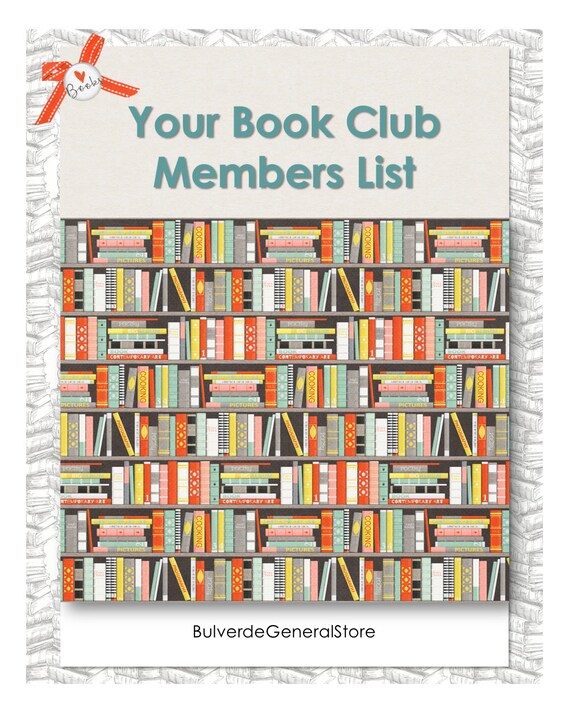 Book Club Members List PDF File. Downoadable. Print and Use - Etsy