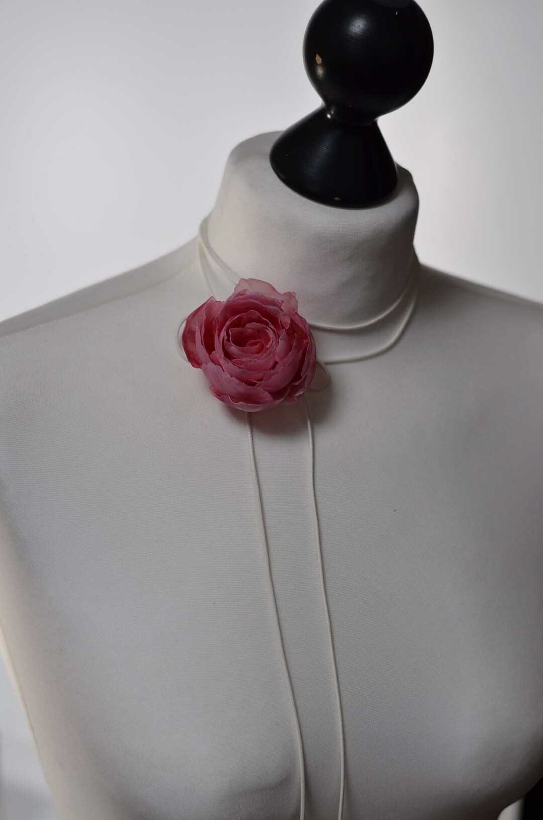 Pink Rose Flower Choker, Custom Choker, Flower on a Cord - Etsy