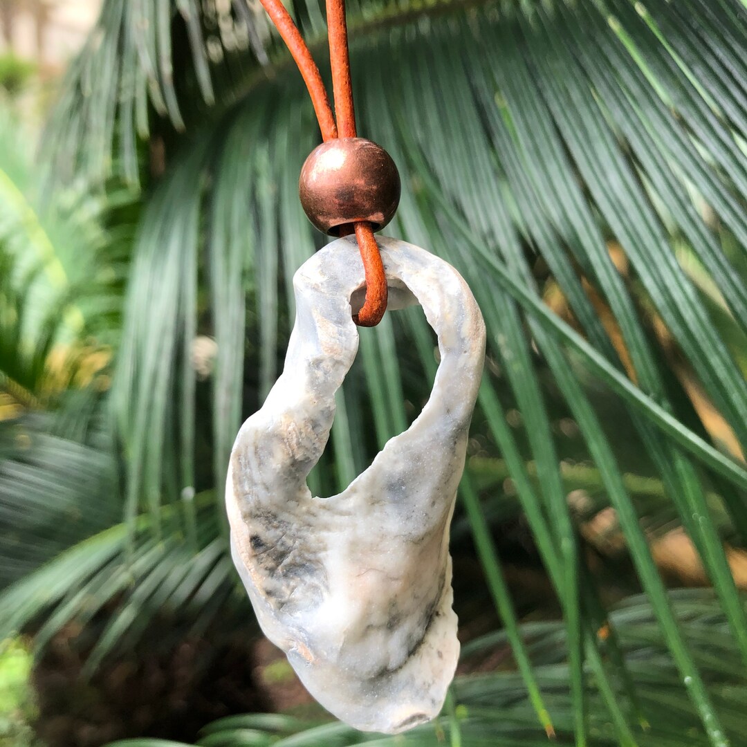 Amelia Island Florida Seashell Necklace, Souvenir, Adjustable Leather ...