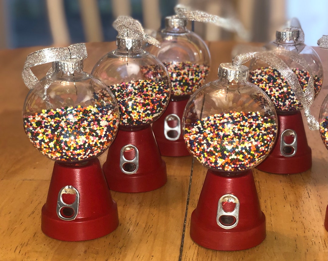 Set of 5 Gumball Machine Ornaments, Christmas Tree Ornaments, Christmas ...