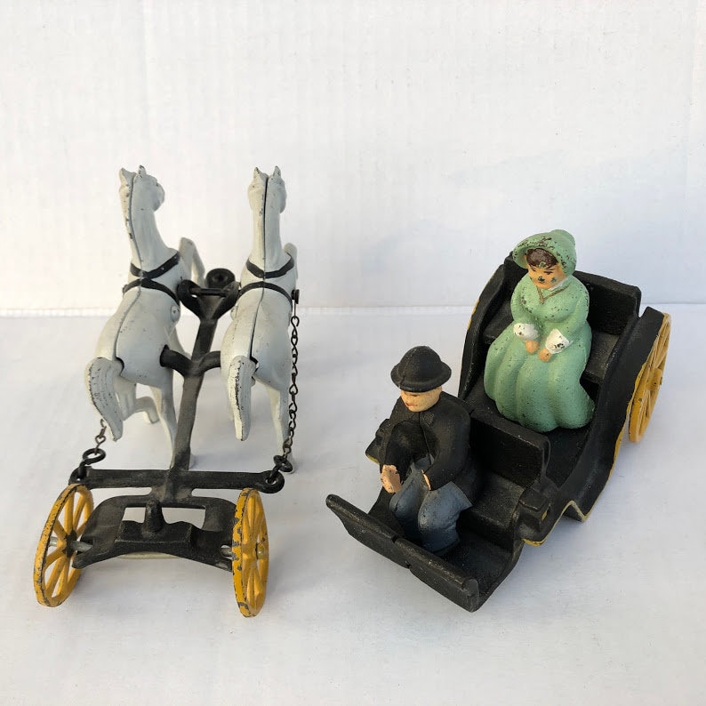 Vintage Cast Iron HORSE & CARRIAGE TOY, Collectible Home Decor, Moving ...