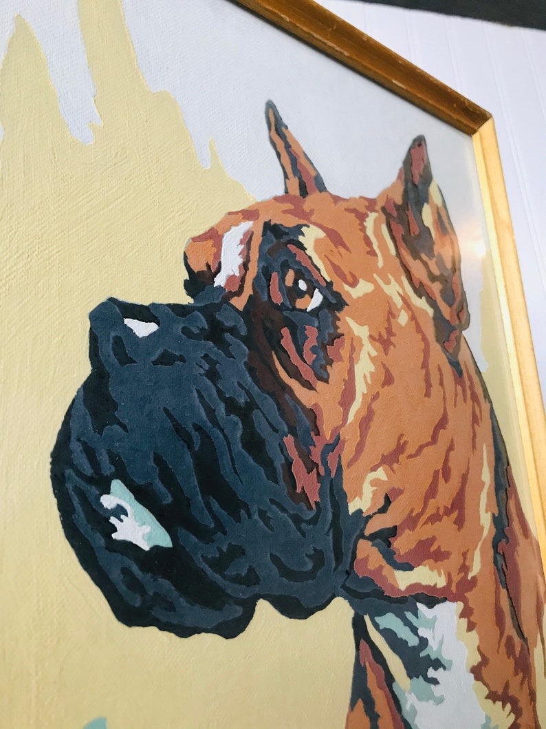 Vintage BOXER DOG Paint by Number Painting Framed Original - Etsy
