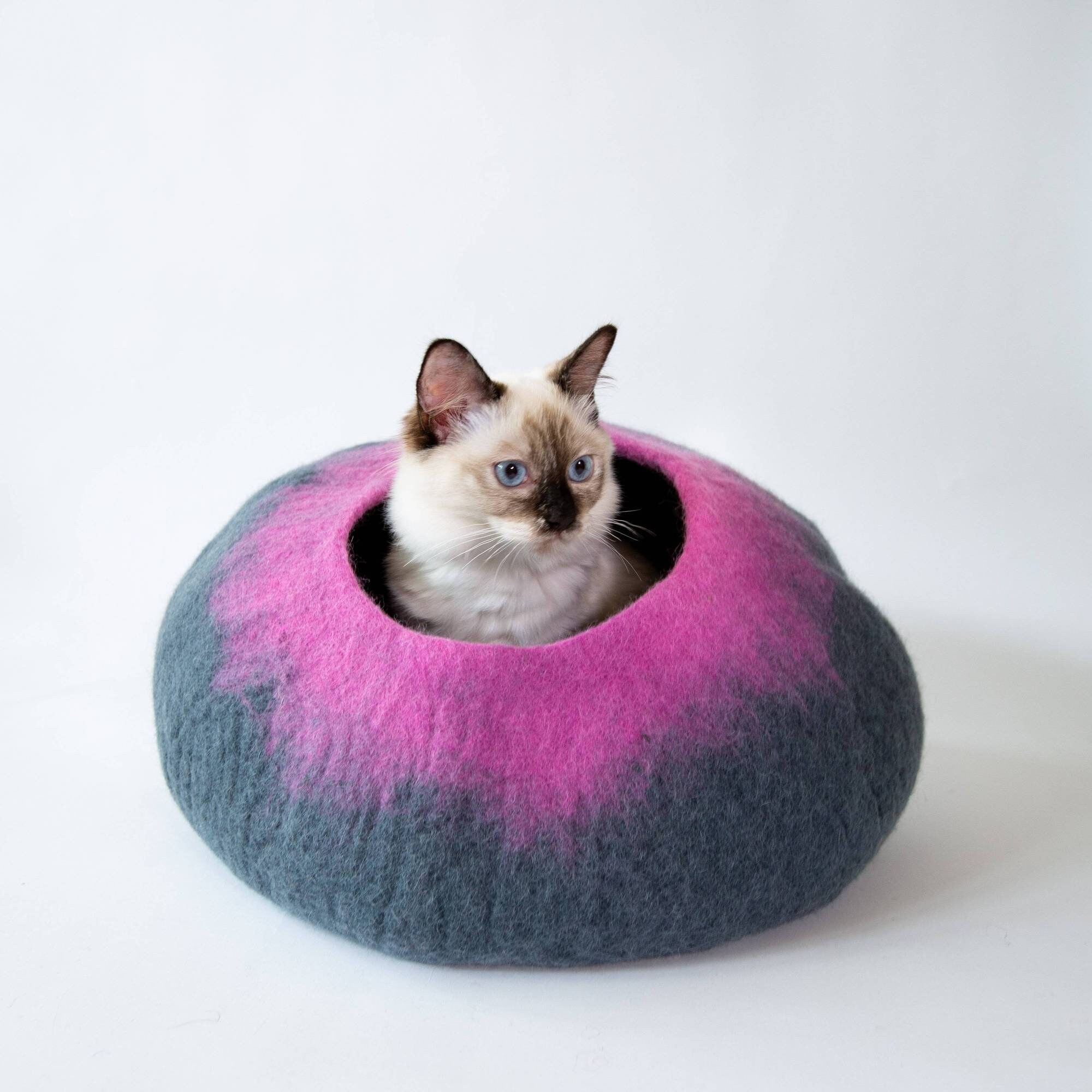 Premium Pink & Grey Cat Cave Hand Made Cat Bed - Etsy