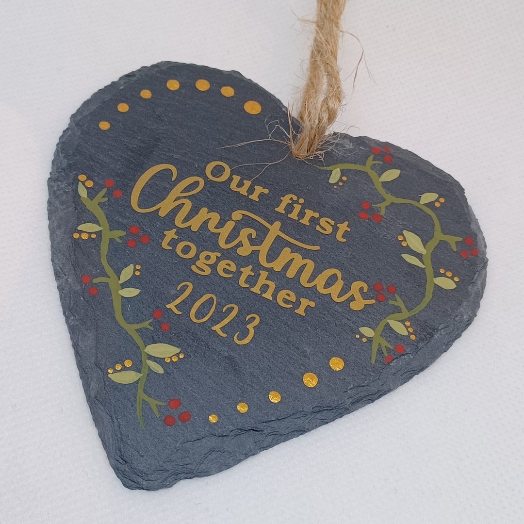 Christmas Heart Slates With Holly - Your Choice of Text Added ...