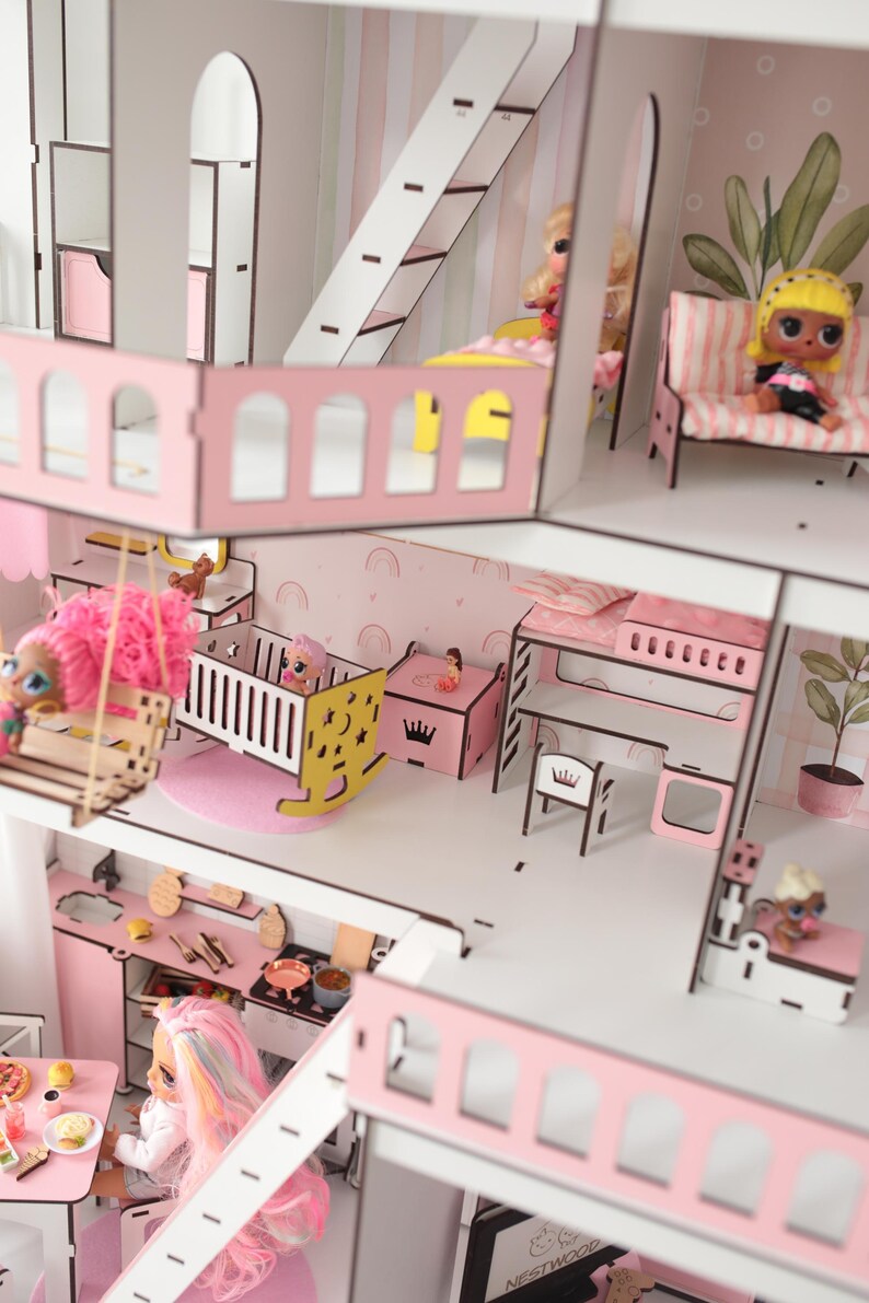Pink Dollhouse Mansion - Four Levels With Elevator and Swing - Etsy