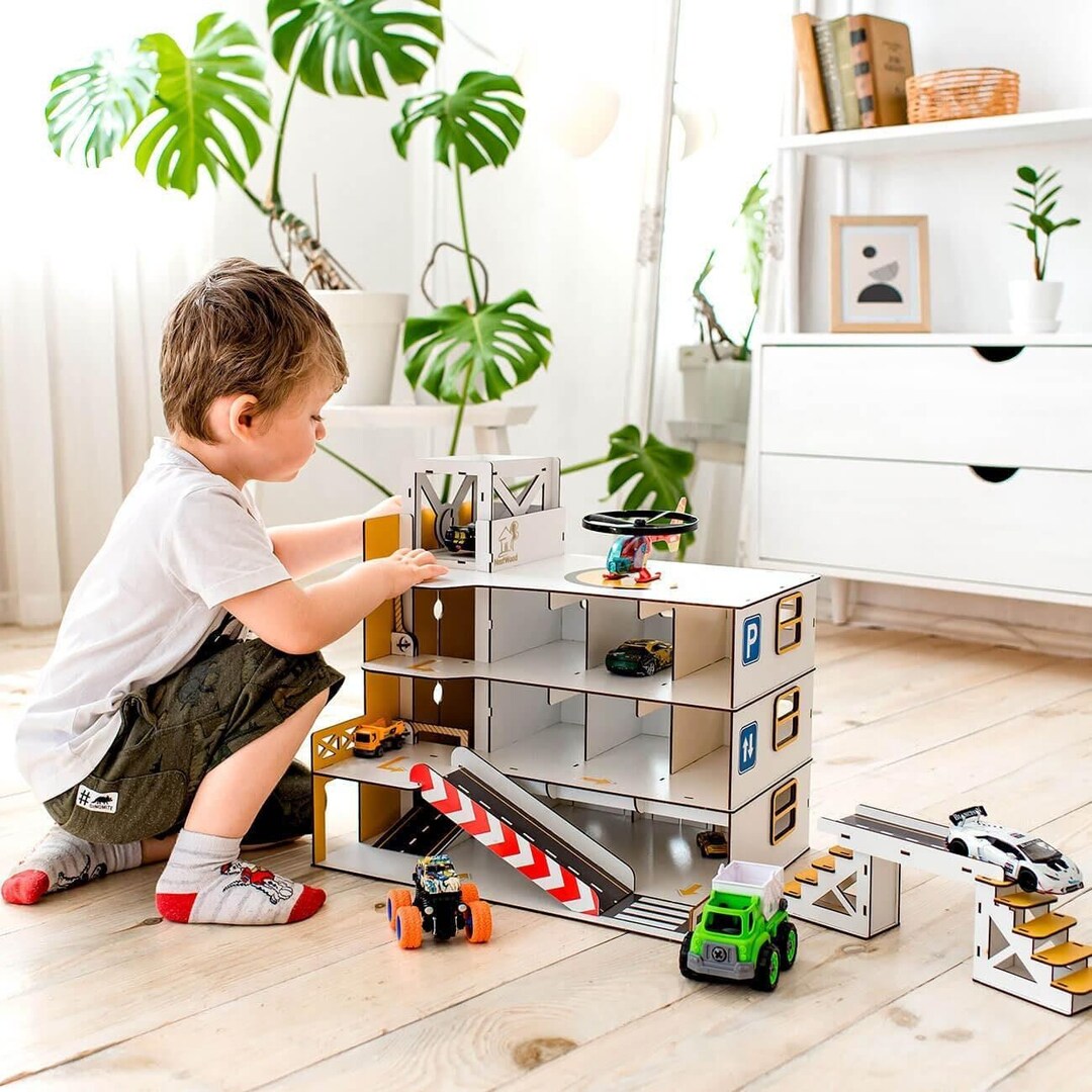 Wooden Toy Garage With Lift Perfect Car Storage Kids Holiday Gift - Etsy