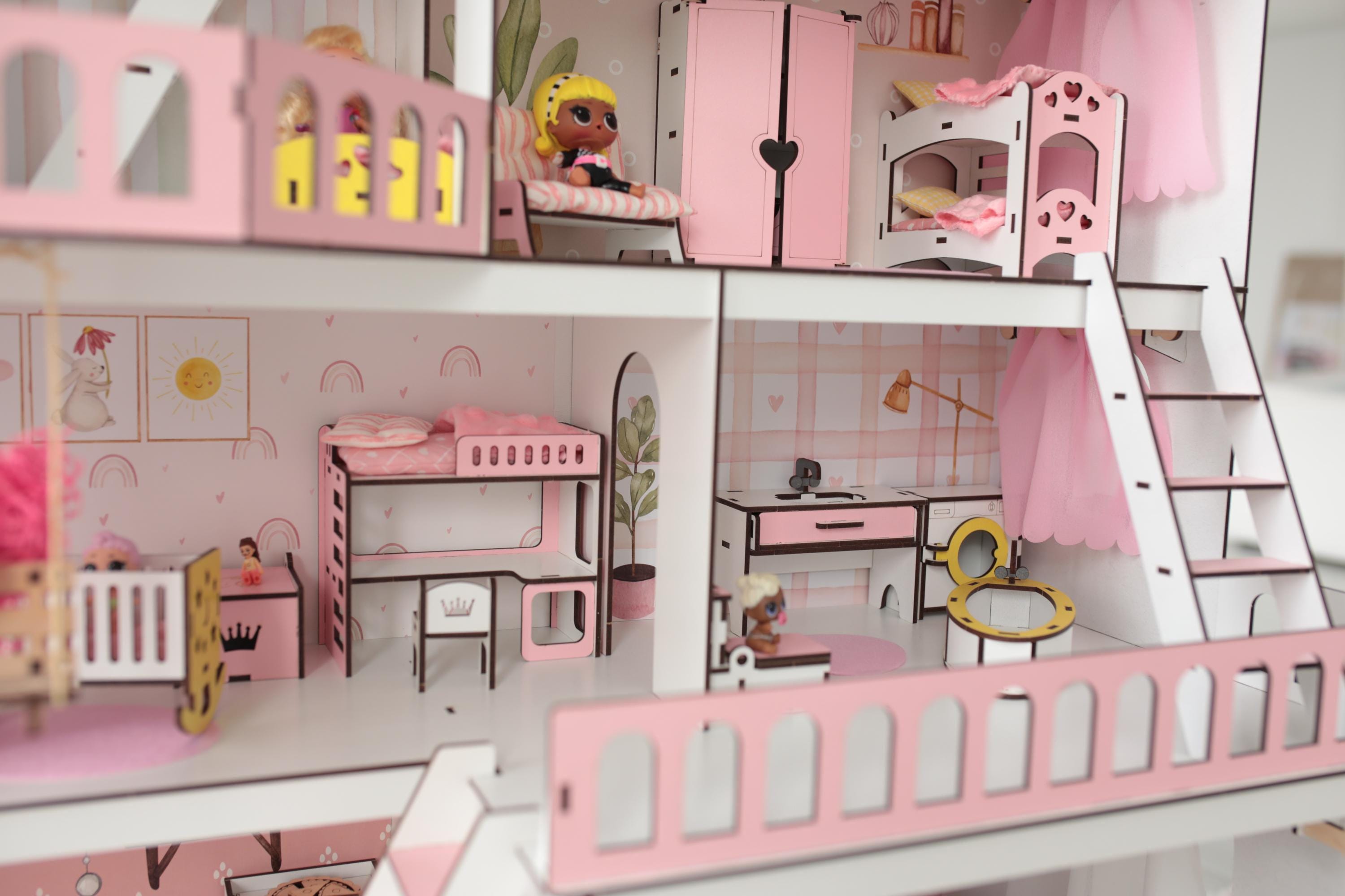 Pink Dollhouse Mansion - Four Levels With Elevator and Swing - Etsy