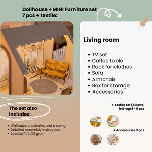 Spacious Big Gray Dollhouse With Terrace and Balcony - Includes ...