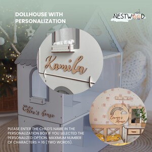 Gray Large Dollhouse With Terrace and Balcony - Modern Doll House for ...