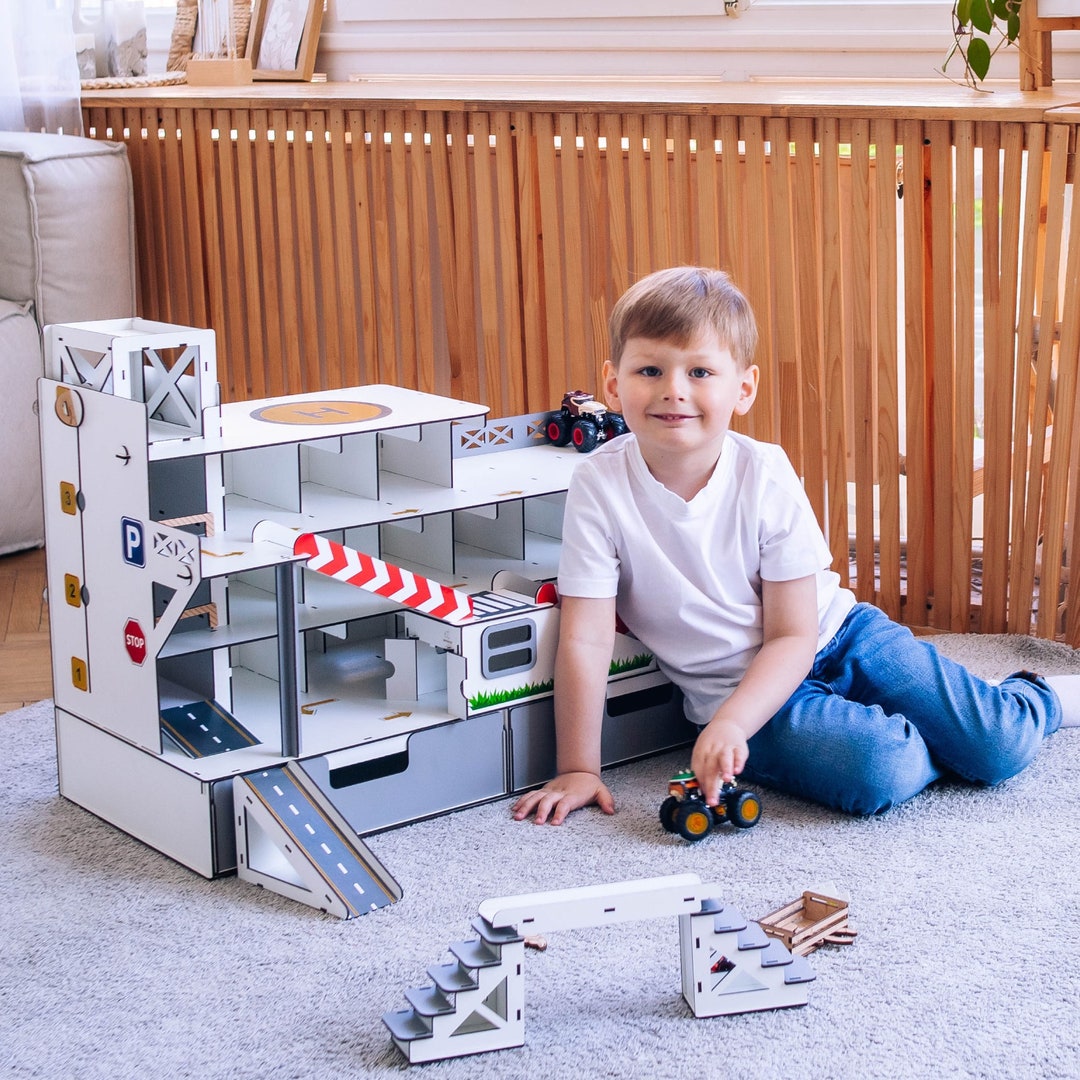Large Toy Car Garage With Lift DIY Car Parking and Storage for Boys ...