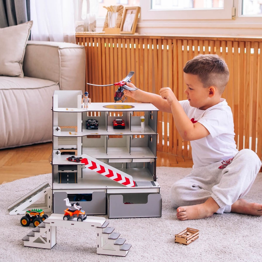 DIY Toy Car Garage With Lift Car Parking and Storage for Boys Christmas ...