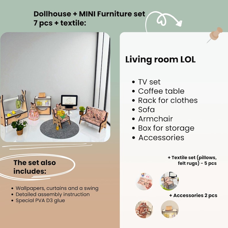 Luxury Wooden Dollhouse With 5 Rooms Elevator Swing Nestwood Mansion ...