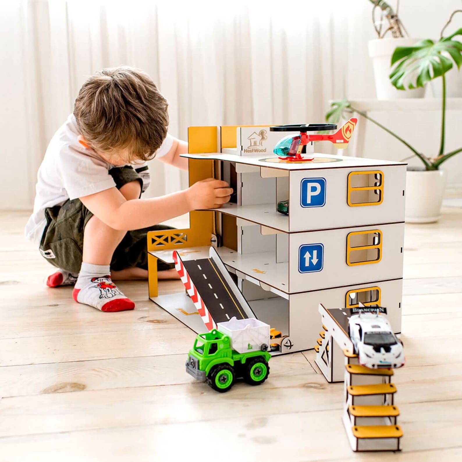 Toy Car Garage With Lift, Car Parking for Boys, Miniature Toys, DIY Toy ...