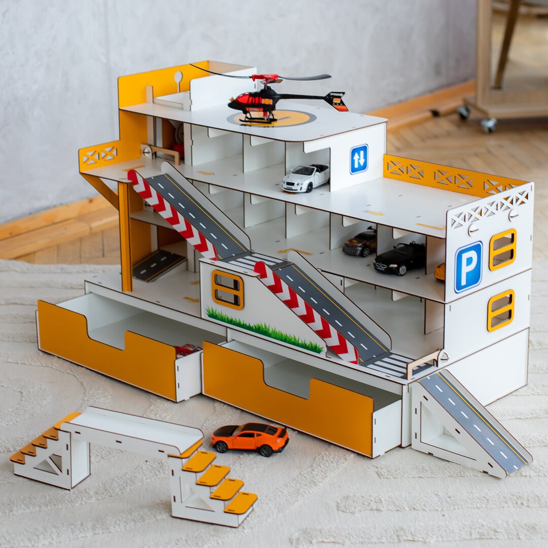 Customizable Toy Car Garage With Lift DIY Car Parking and Storage for ...