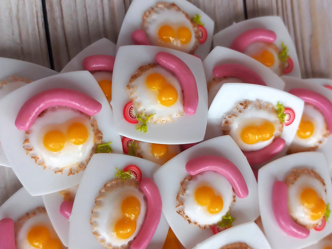 Mini Scrambled Eggs Sausage Plate, Dollhouse Miniatures, Scrambled Eggs ...