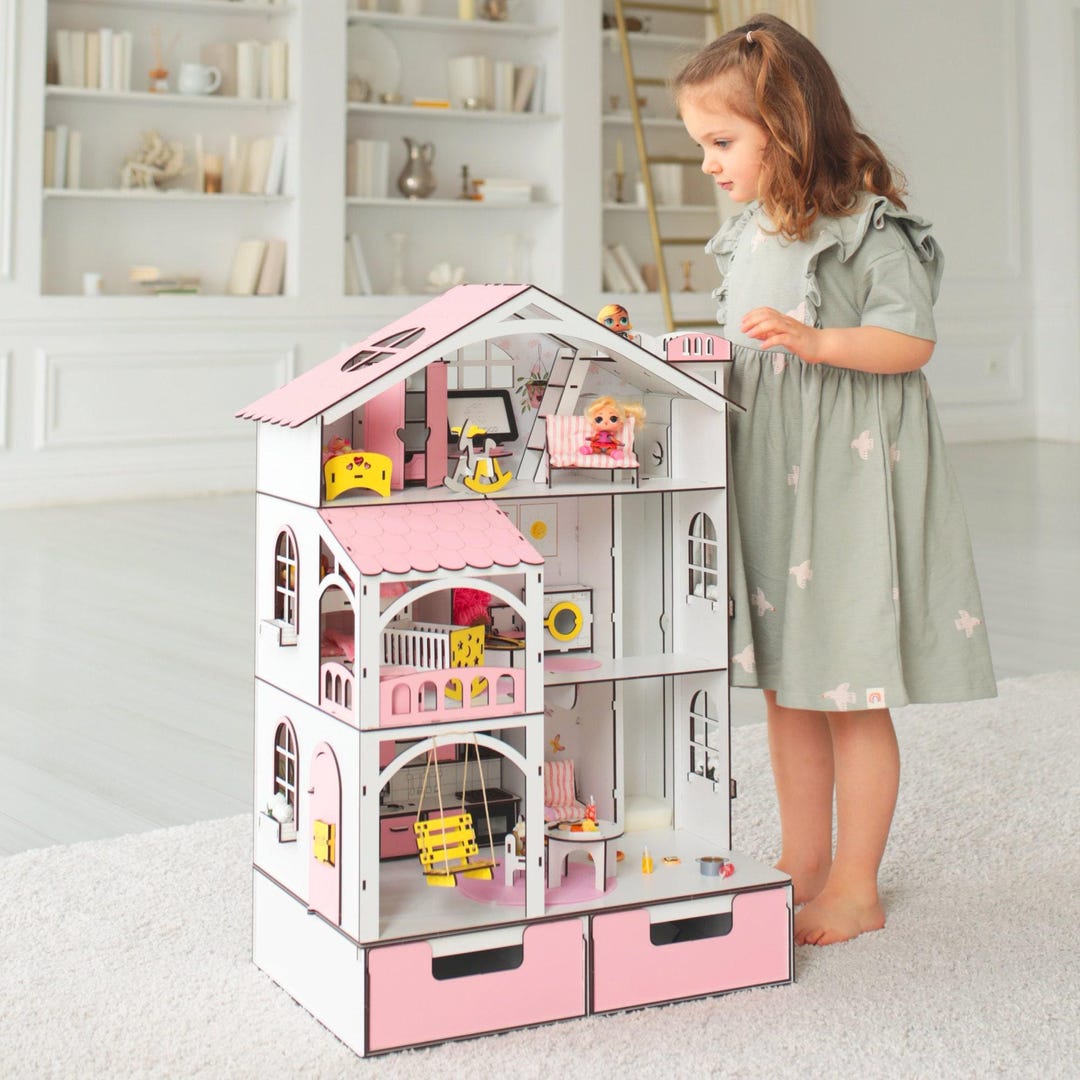 Pink Dollhouse With Swing Elevator - Etsy
