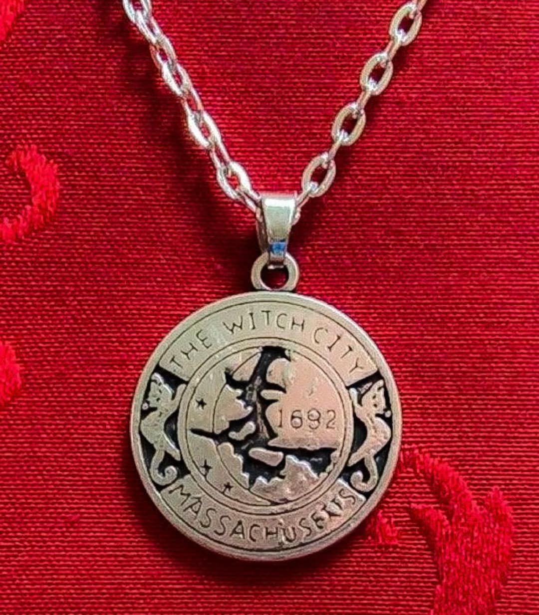 Witch City Massachusetts Medallion Necklace - Etsy