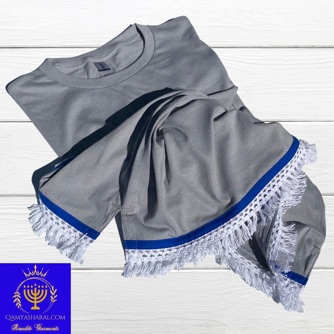 Men's Israelite T-shirts With WHITE Fringes, Fringed T-shirt, Hebrew ...