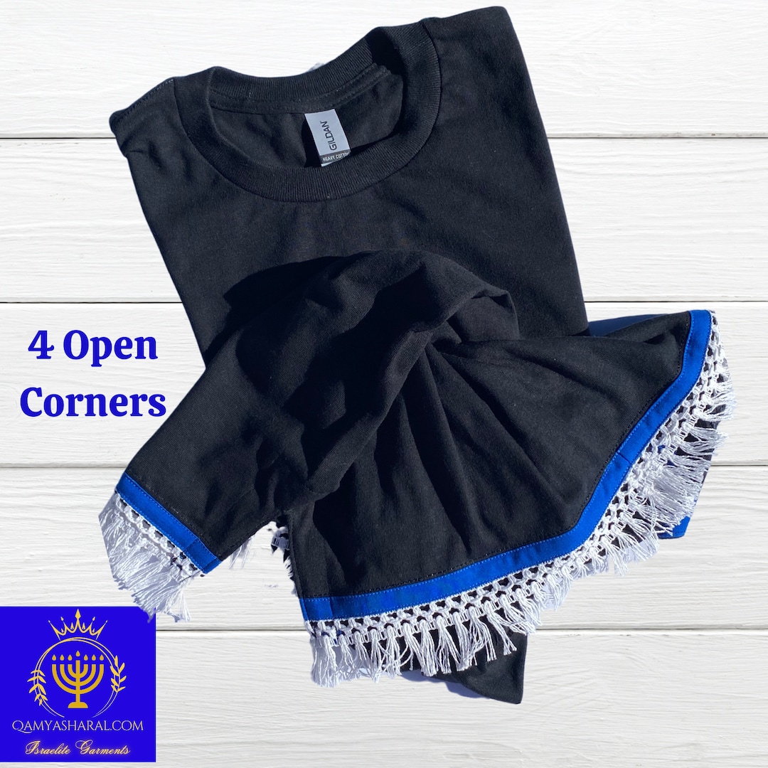 Israelite Men’s T-shirts With WHITE Fringes, Fringed T-shirt, Hebrew ...