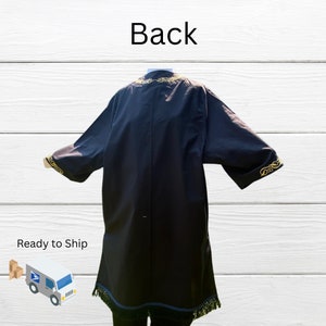 Hebrew Black Tunic With Fringes, Israelite Tunic With Gold Embroidery ...