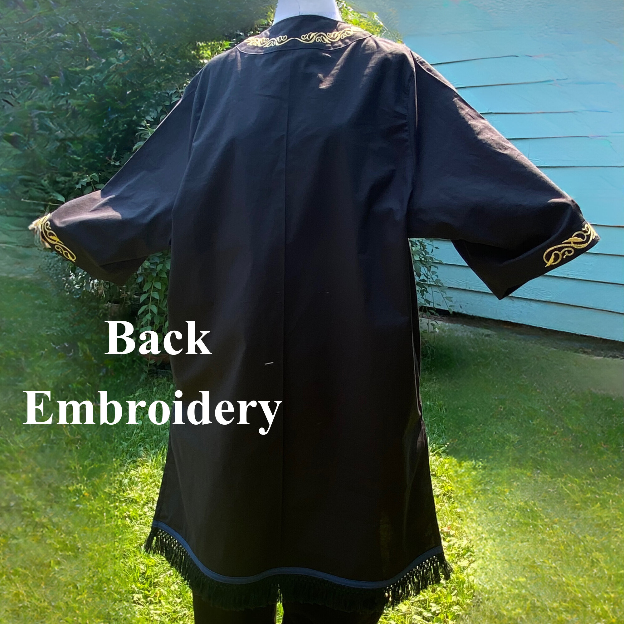 Hebrew Black Tunic With Fringes, Israelite Tunic With Gold Embroidery ...
