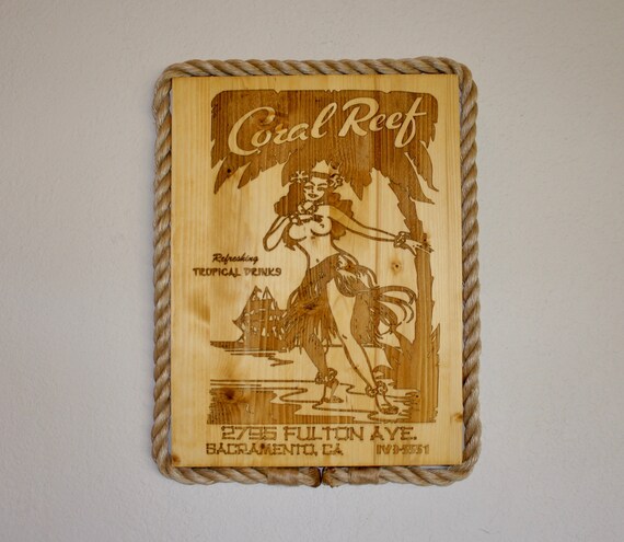 Coral Reef Vintage Style Tiki Bar Wall Hanging | Etsy