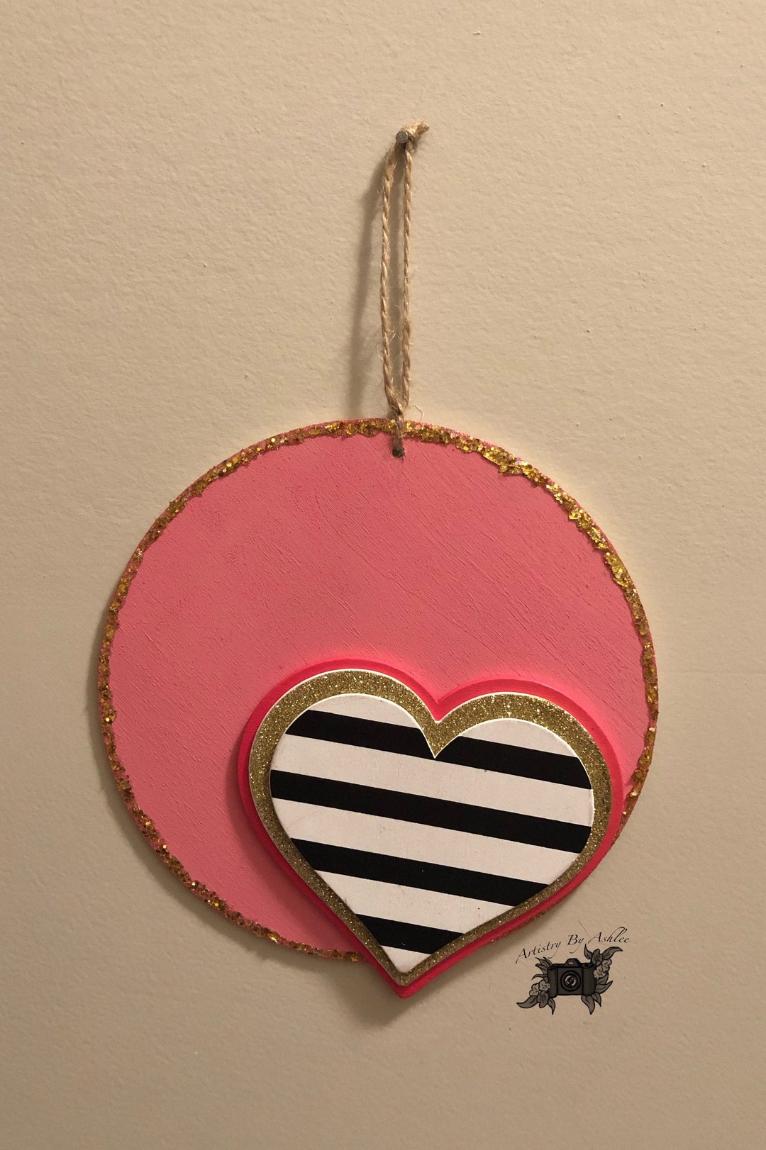 Custom Pink Heart Name Sign/ Art - Etsy